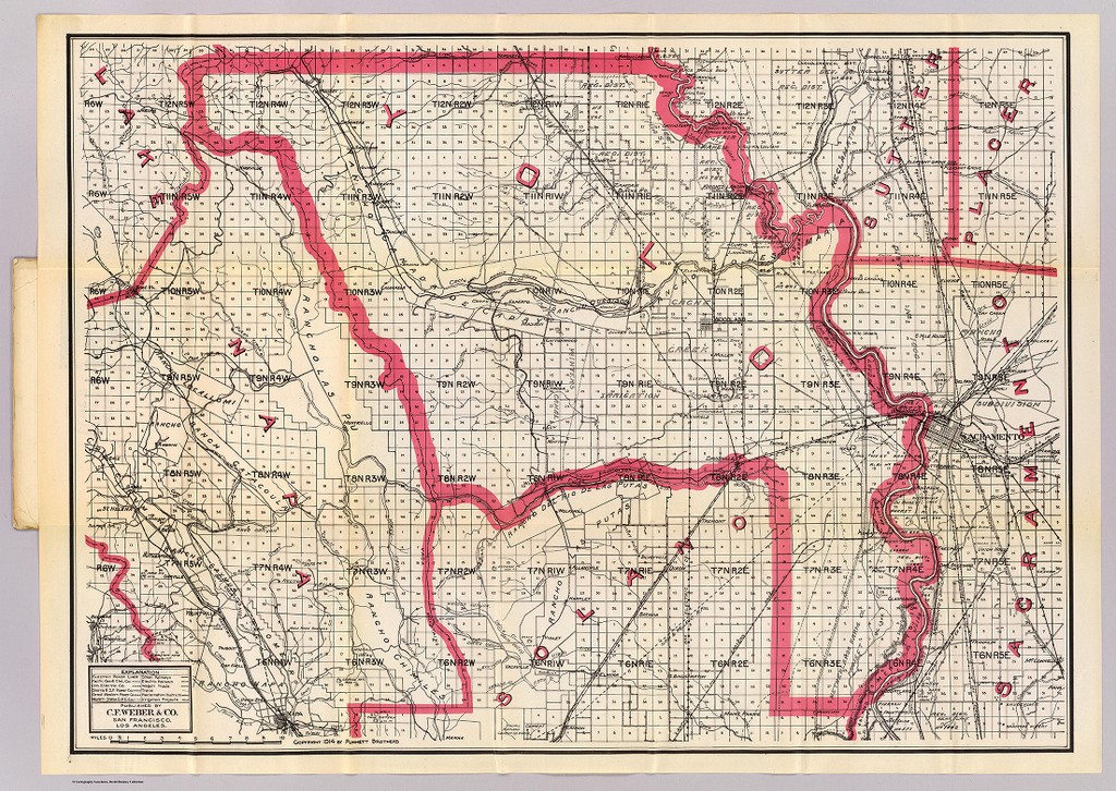 (Weber's Map of Yolo County, California showing towns, steam and ...