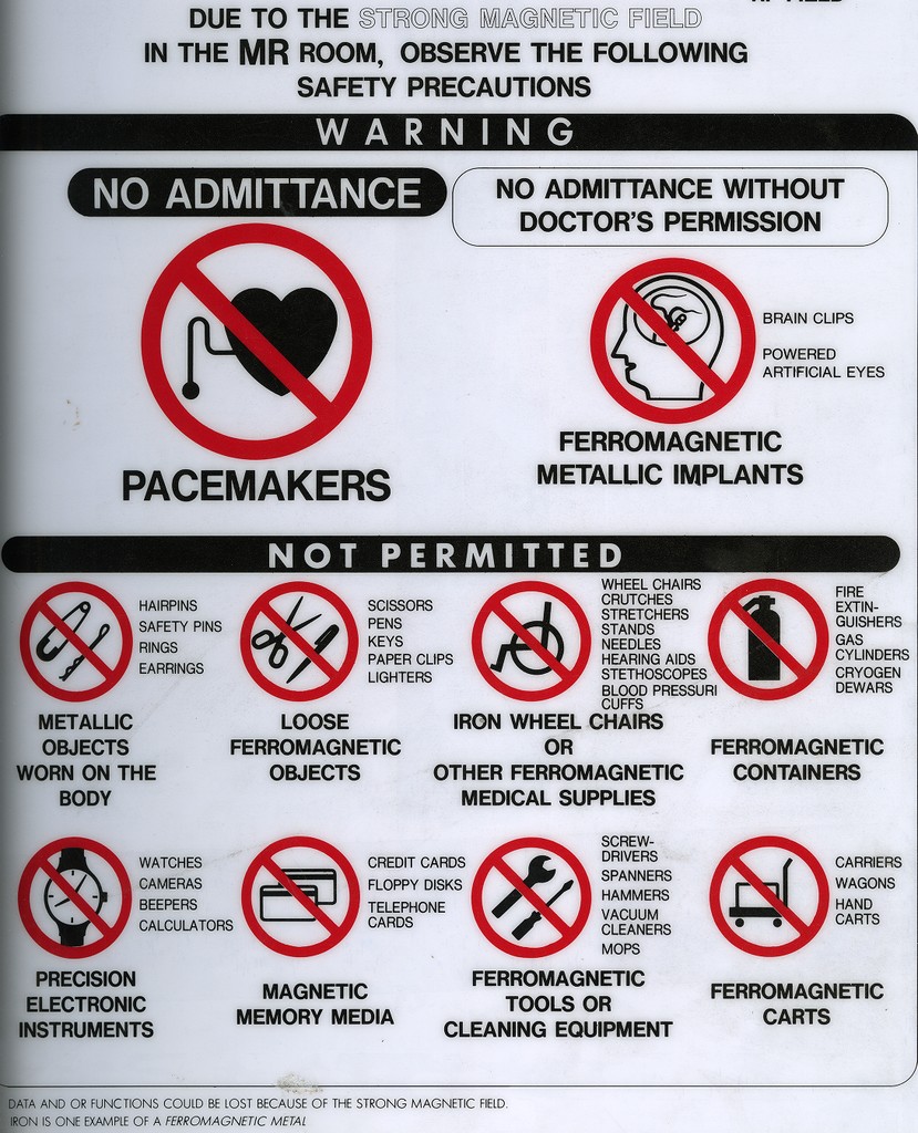 MRI room magnet warning sign — Calisphere