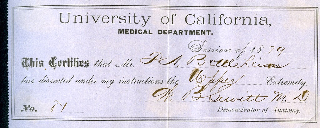 University of California Medical Department dissection course ...