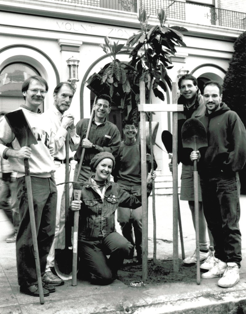 Tree planting, faculty and residents, Hellman Building — Calisphere