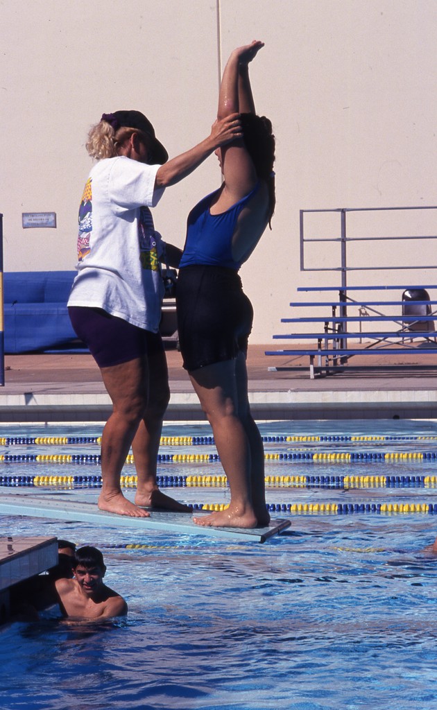 Students at swim practice. — Calisphere