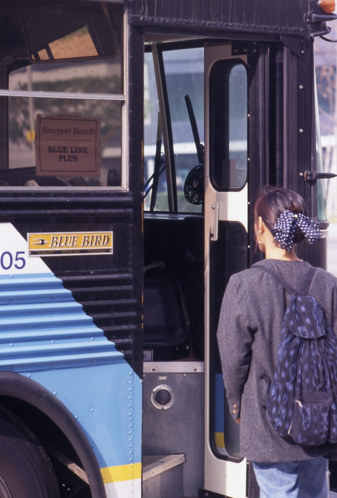 Student Going on the UCI Bus For Newport Beach — Calisphere