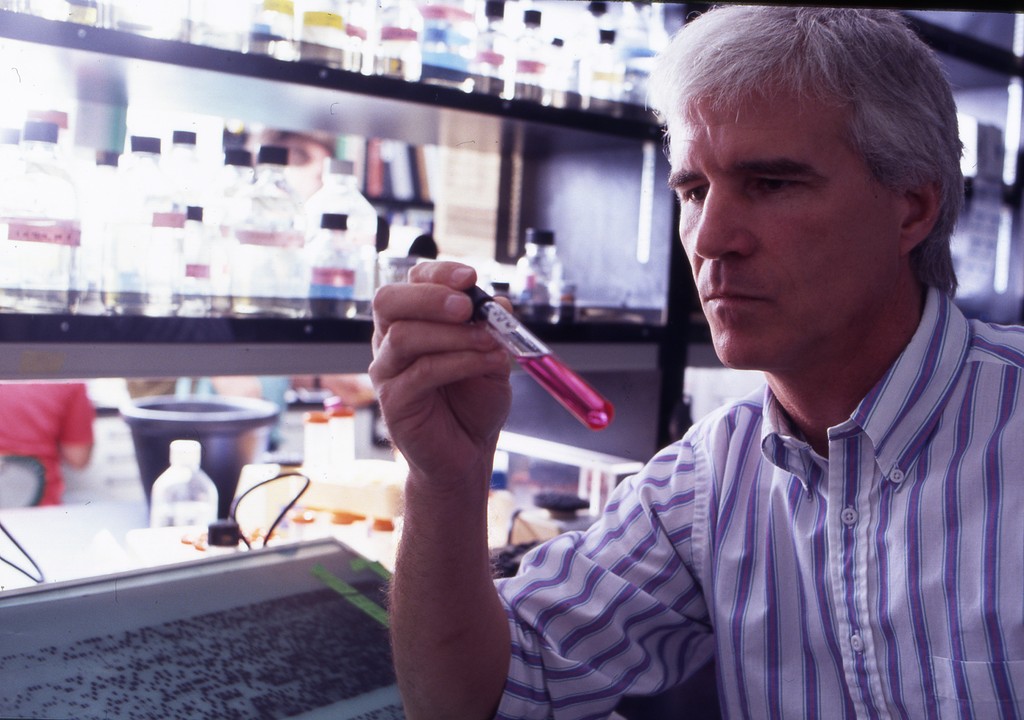 Professor John Wasmuth in science lab — Calisphere