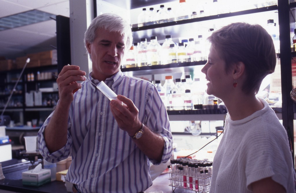 Professor John Wasmuth in science lab — Calisphere