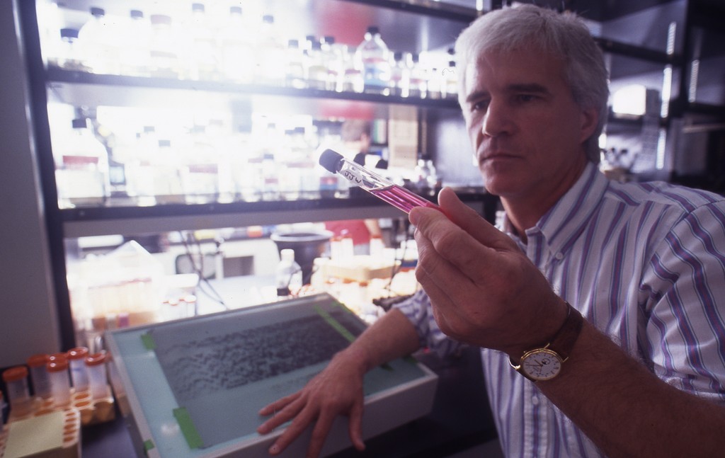 Professor John Wasmuth in science lab — Calisphere