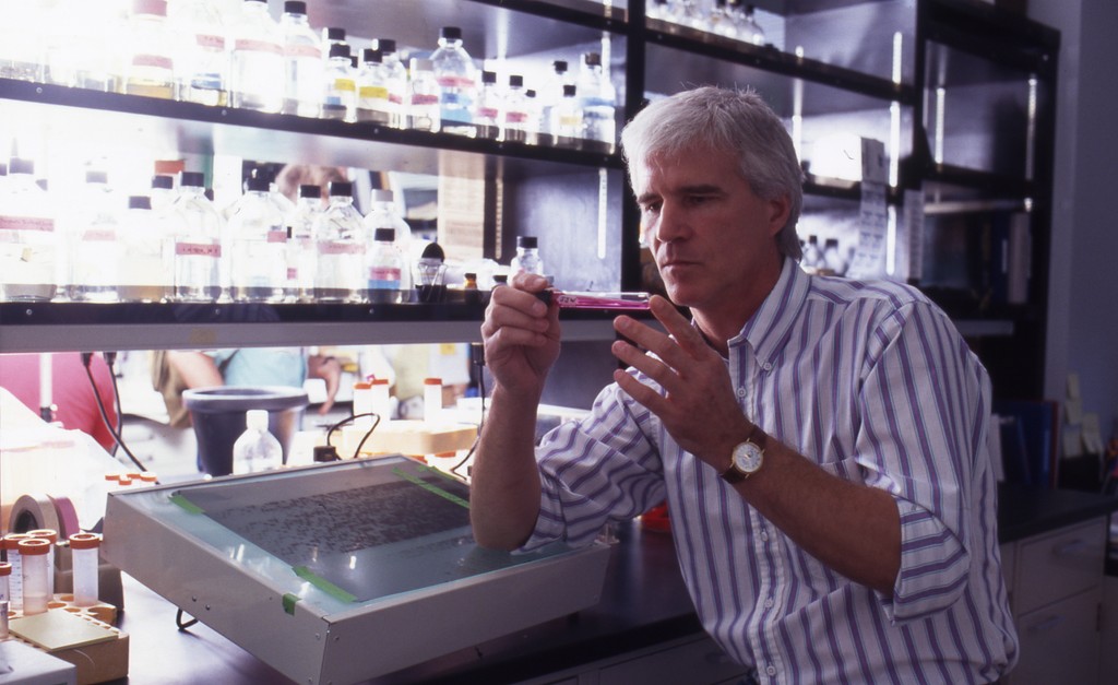 Professor John Wasmuth in science lab — Calisphere