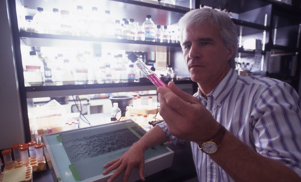Professor John Wasmuth in science lab — Calisphere