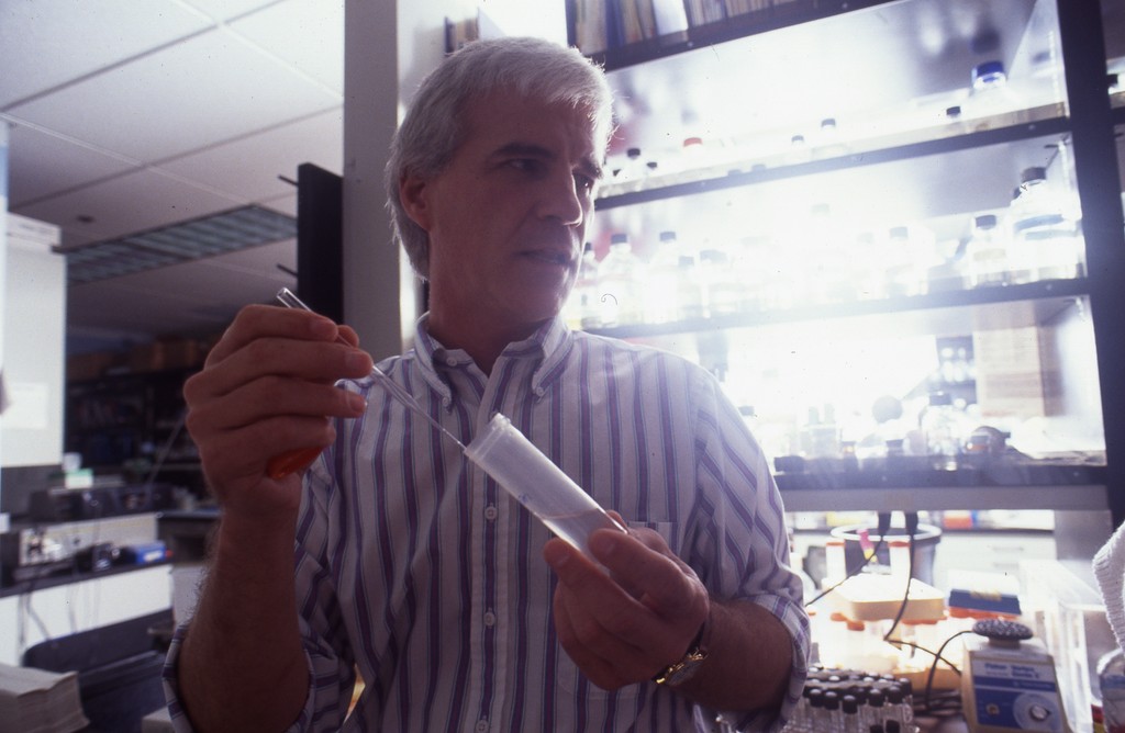 Professor John Wasmuth in science lab — Calisphere