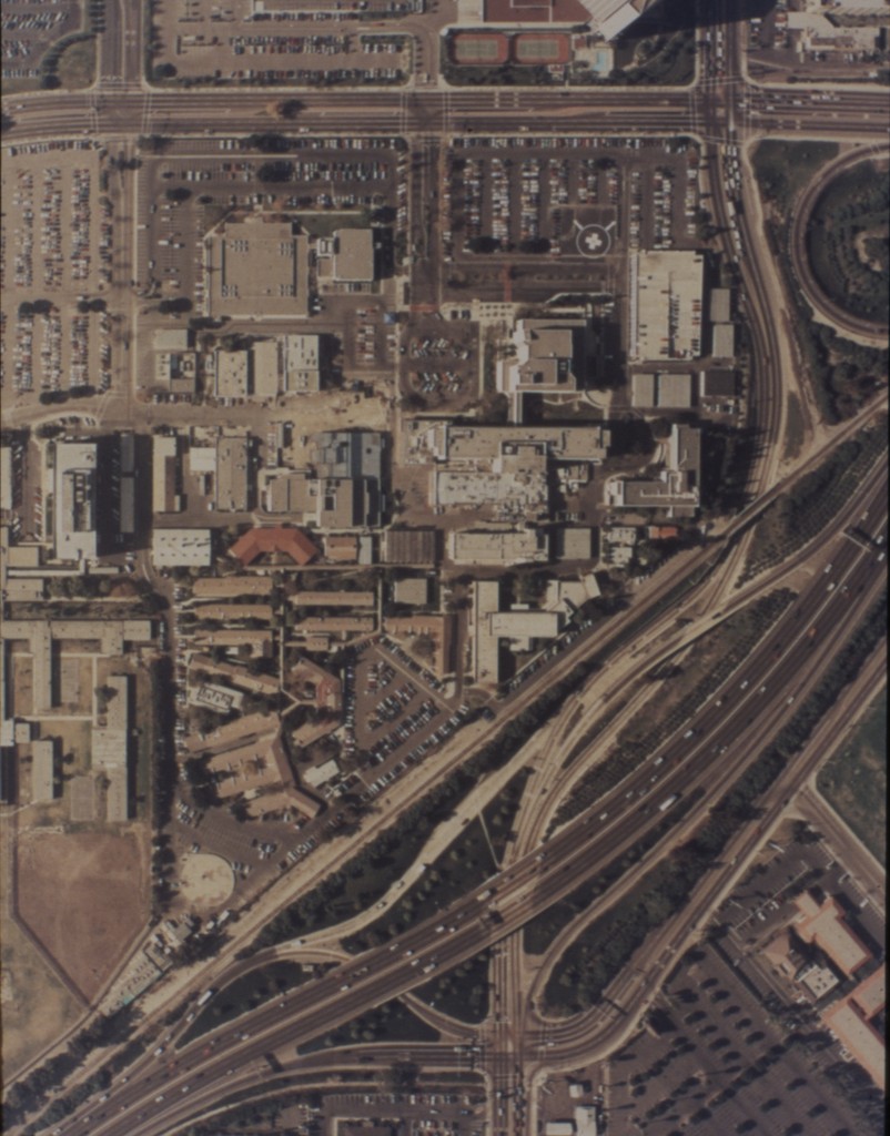 Aerial view of UCI Medical Center site in Orange, California, ca. 1980 ...