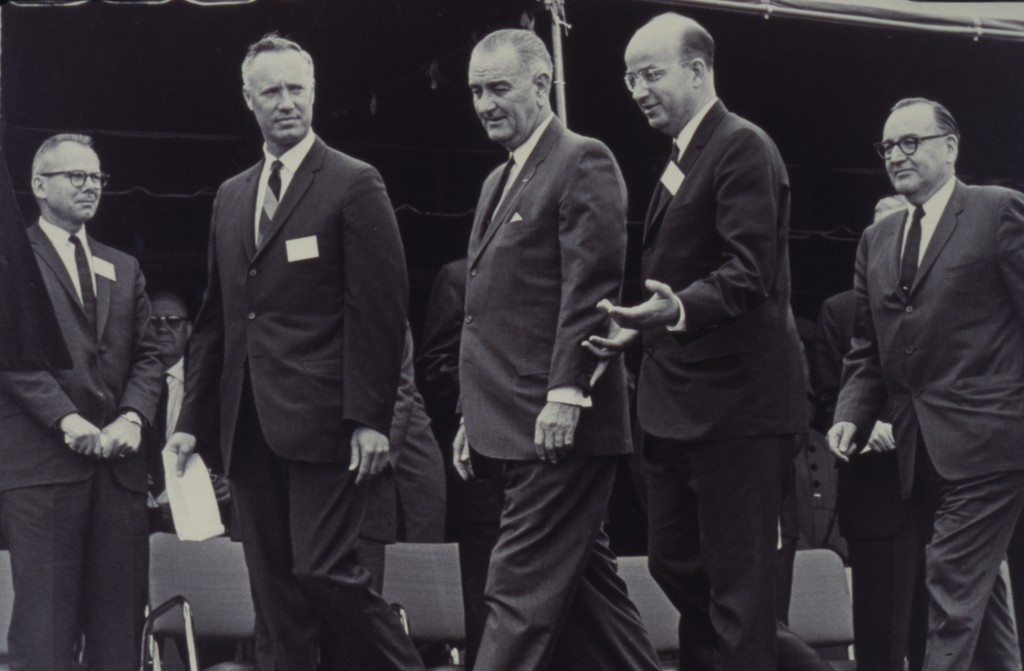 Ivan Hinderaker, Daniel Aldrich Jr., President Lyndon B. Johnson, Clark ...