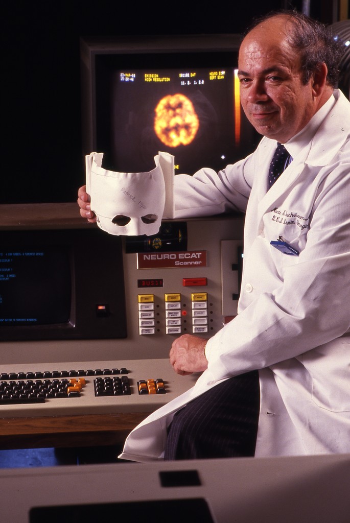 Images for the 1987 Annual report, Dr. Buchsbaum in a science lab, and ...