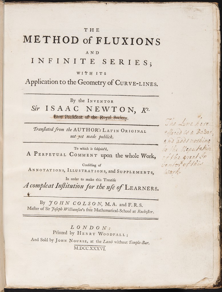 Annotations on Method of fluxions and infinite series. — Calisphere