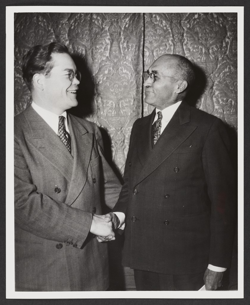 Joe Crail, President of Coast Federal, and William Nickerson, Jr ...