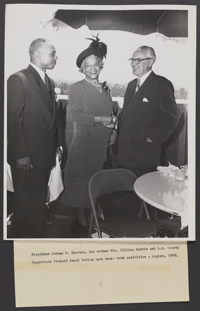 President Norman O. Houston, his mother Mrs. Lillian Harris and L.A ...