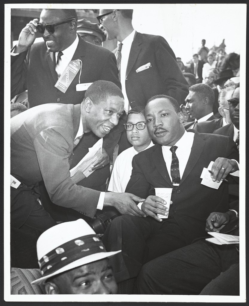 Leonard Beavers speaks with the Rev. Martin Luther King, Jr. during the ...