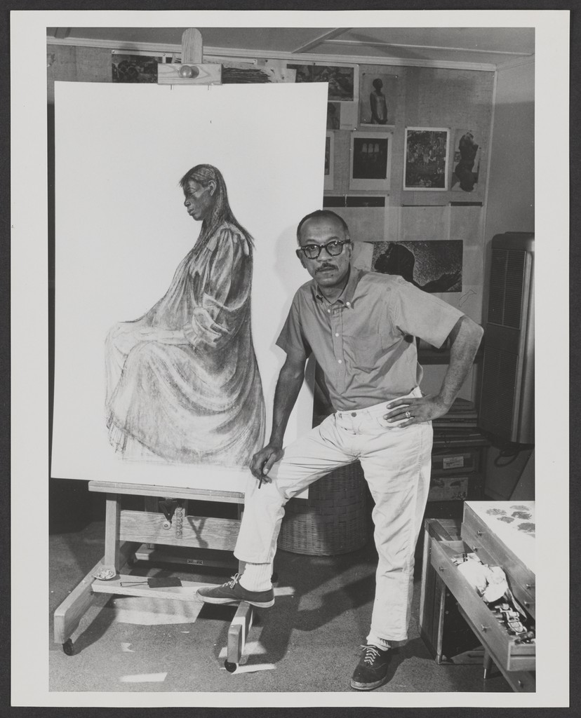 Artist Charles White working in his studio — Calisphere