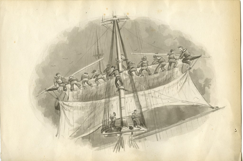 [Sailors in a ship's rigging] — Calisphere