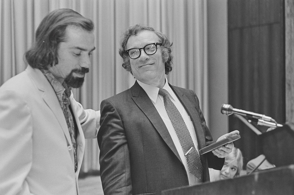 Isaac Asimov and Robert Silverberg at Hugo Awards, Noreascon 1 — Calisphere