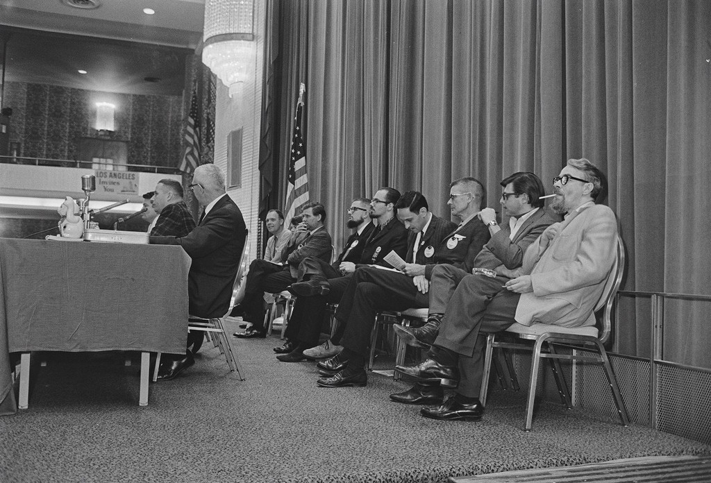 Robert Silverberg and Lester Del Rey speaker at the Hugo nominee panel ...