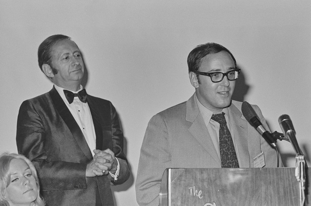 Edward Ferman at Hugo podium, St. Louiscon — Calisphere