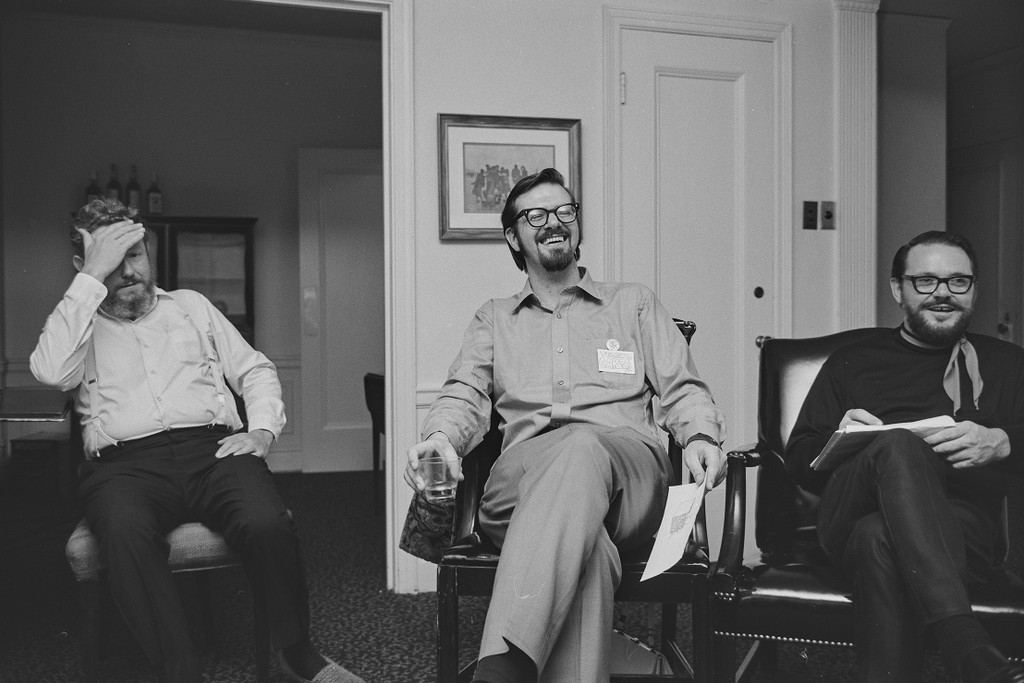 Terry Carr and Bill Rotsler at after-Hugo party, St. Louiscon — Calisphere