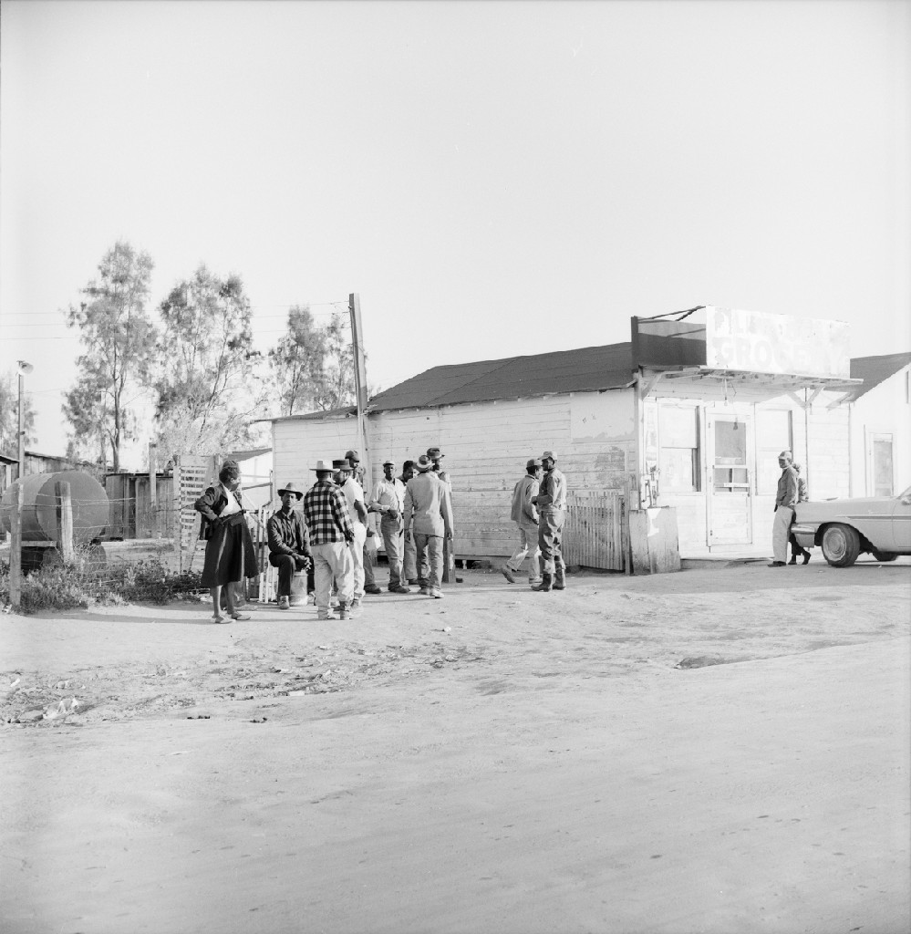 People milling around outside — Calisphere