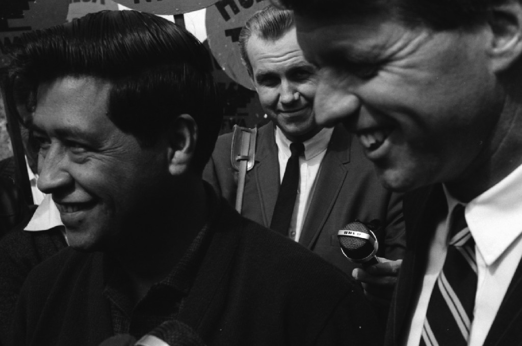 Cesar Chavez & Senator Bobby Kennedy talking — Calisphere