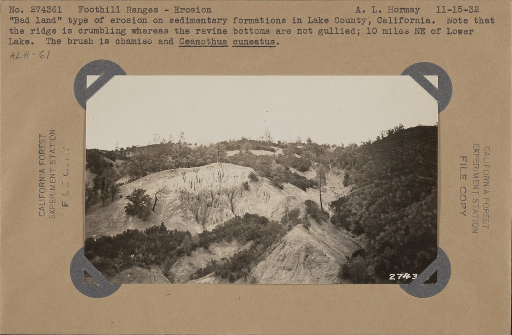 Bad land type of erosion on sedimentary formations in Lake County ...