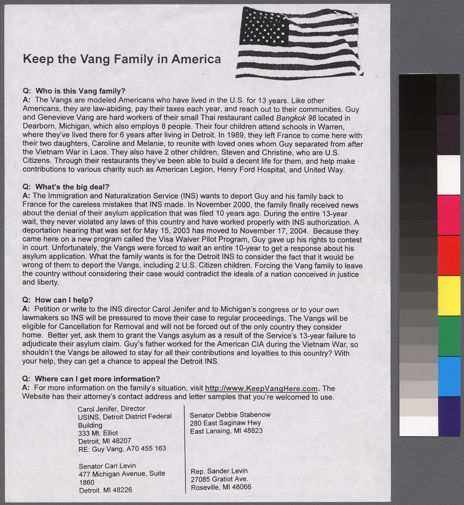 Keep the Vang Family in America — Calisphere