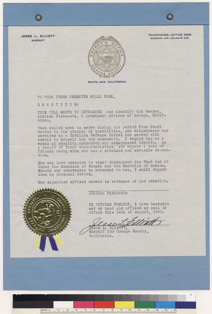 Letter of identification — Calisphere