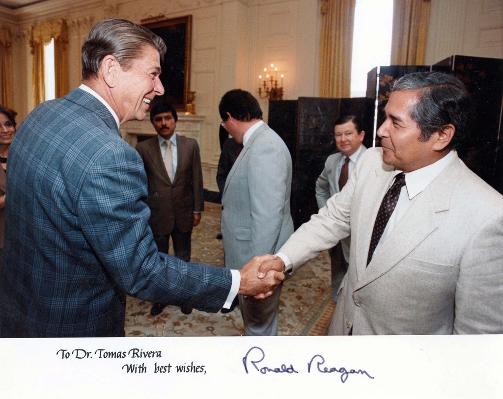 Tomás Rivera with United States President Ronald Reagan — Calisphere