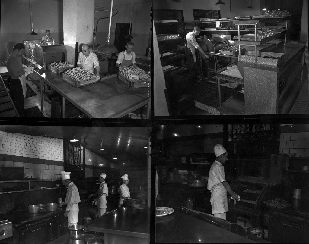 People working in Mission Inn bakery and kitchen — Calisphere